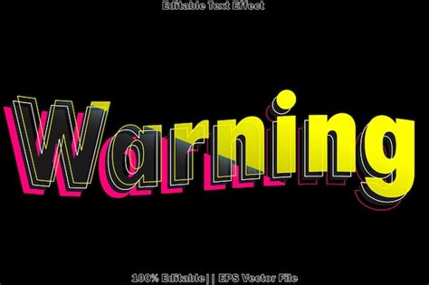 Premium Vector Warning Editable Text Effect 3d Modern Style