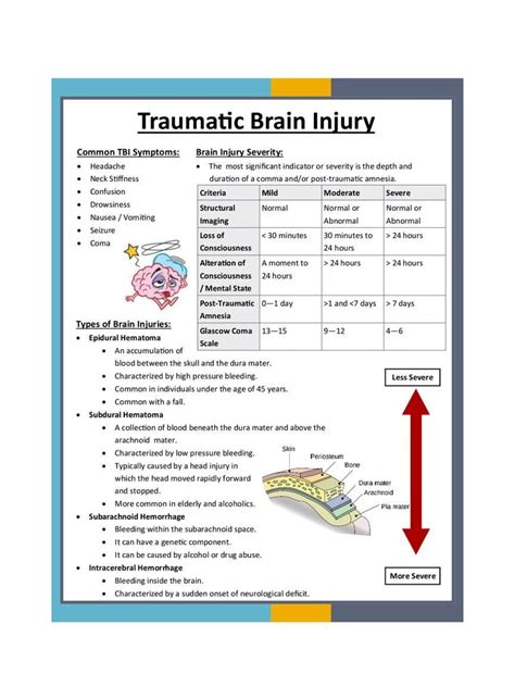 Traumatic Brain Injury Chart And Study Guide Etsy Hong Kong