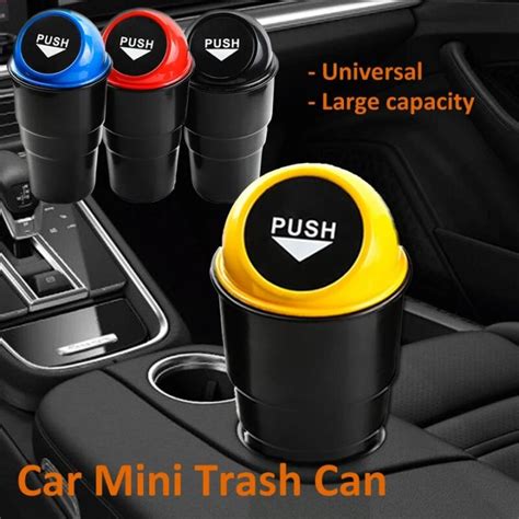 Automatic Mini Garbage Bins For Car Interior Universal Spring Loaded Ash Tray Trash Can Auto