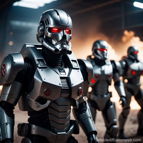 Future Soldiers Commanding Terminator Fighters Stable Diffusion Online