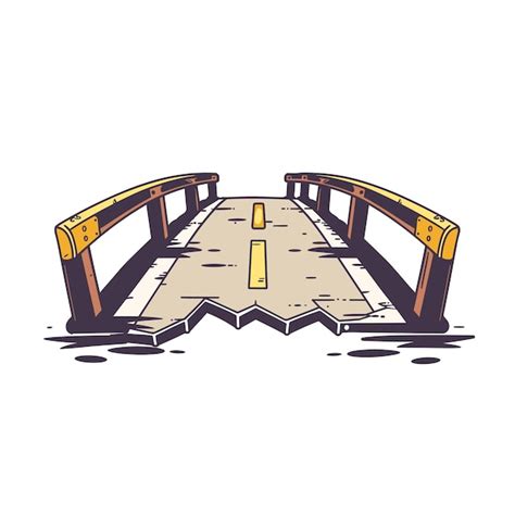 Premium Vector Broken Bridge Cartoon Illustration Isolated White