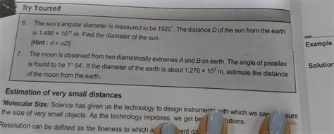 Try Yourself 6 The Suns Angular Diameter Is Measured To Be 1920′′ The