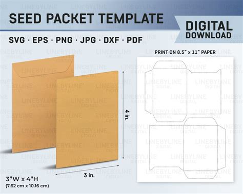 Seed Packet Template Seed Packet Emvelope Blank Seed Packet Template Printable Seed Packet