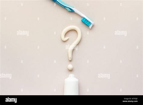 Question Mark Of Toothpaste With Toothbrush Top View Oral Care And