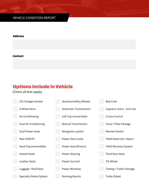Vehicle Condition Report Template