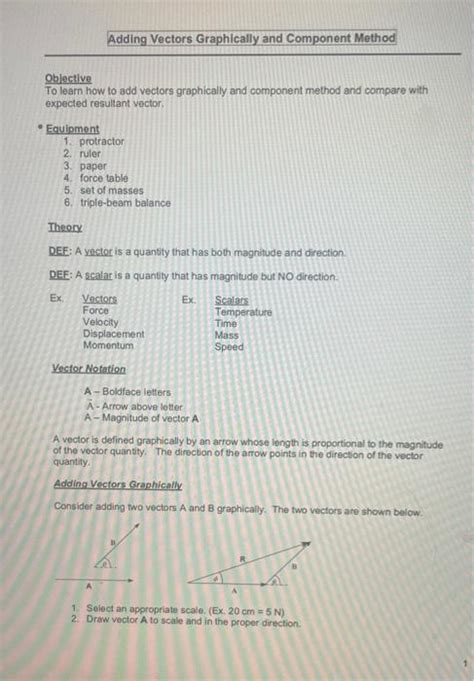Solved Adding Vectors Graphically And Component Method