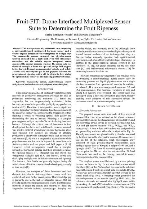 Pdf Fruit Fit Drone Interfaced Multiplexed Sensor Suite To Determine The Fruit Ripeness