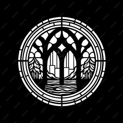 Premium Vector Stained Glass Black And White Vector Illustration