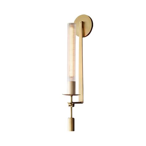 Contemporary Wall Sconces Column Fluted Glass In Brass