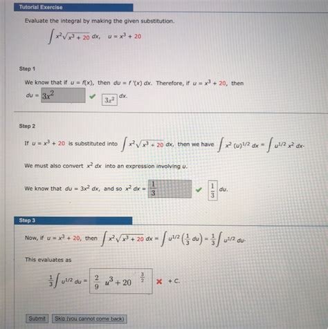Solved Tutorial Exercise Evaluate The Integral By Making The