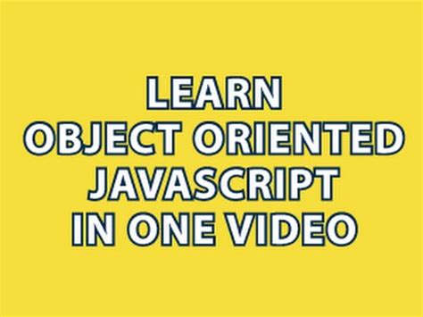 Object Oriented JavaScript YouTube