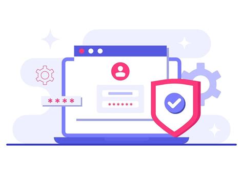Login Page Window On Laptop Screen Flat Illustration Password Secure
