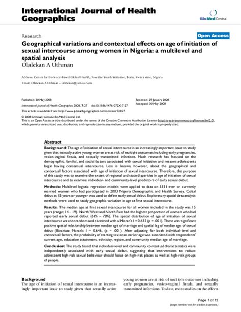 Pdf Geographical Variations And Contextual Effects On Age Of