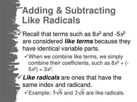 Ppt Adding Subtracting And Multiplying Radical Expressions Powerpoint Presentation Id 7004518
