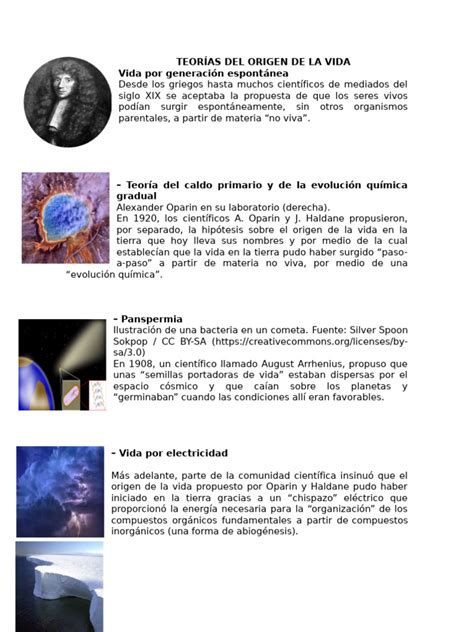 Teorías Del Origen De La Vida Pdf Abiogénesis Ciencias Fisicas