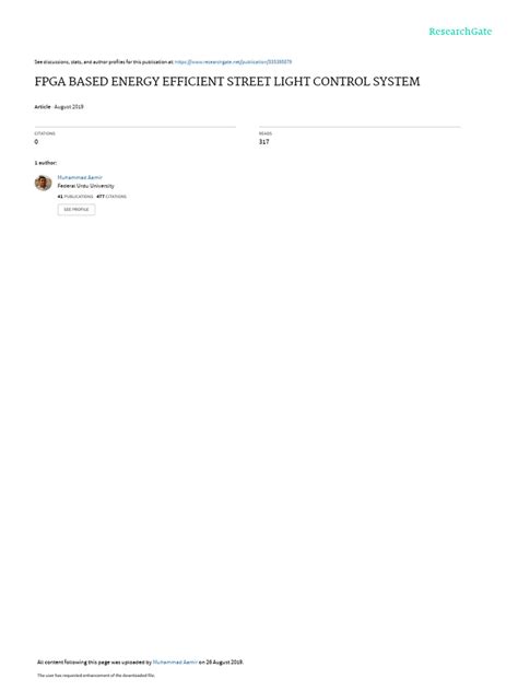 Fpga Based Energy Efficient Street Light Control System August 2019 Pdf Street Light