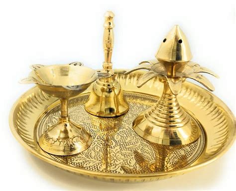 Golden Brass Pooja Set For Puja At Best Price In Moradabad Id