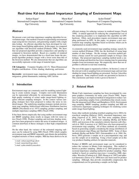 PDF Real Time Kd Tree Based Importance Sampling Of Environment Maps