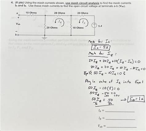 Solved 4 6 Pts Using The Mesh Currents Shown Use Mesh