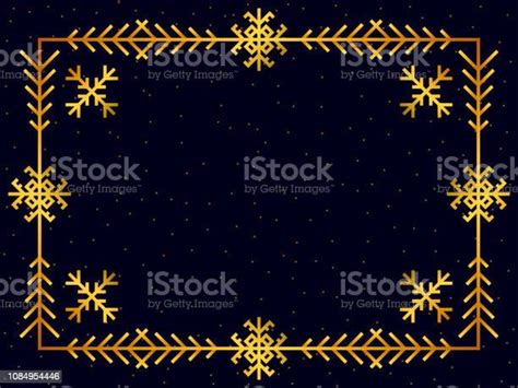겨울 아트 데코 프레임 황금 색상입니다 크리스마스 빈티지 선형 테두리입니다 전단지 초대장 인사말 카드 서식 파일을 디자인 합니다 1920 년대와 1930 년대의 스타일입니다