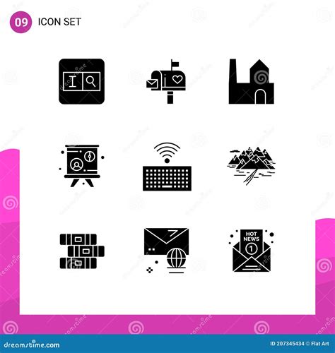 Mobile Interface Solid Glyph Set Of Pictograms Of Keys Hardware Factory Presentation