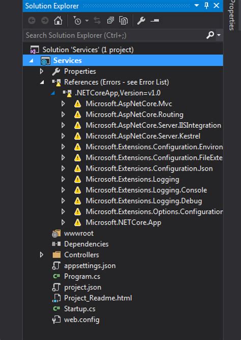 Using Net Core New Solution Has Errors In The References Folder Stack Overflow