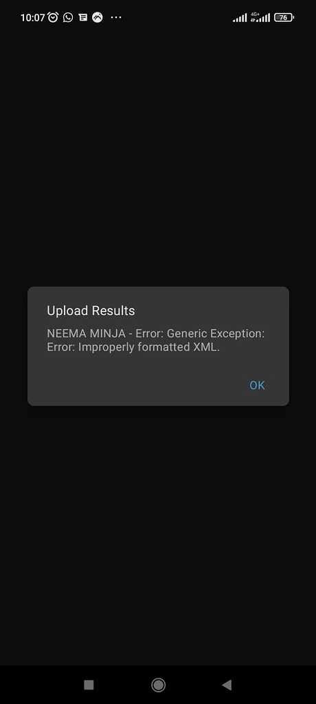 Upload Result Error Improperly Formatted Xml Data Collection Kobotoolbox Community Forum