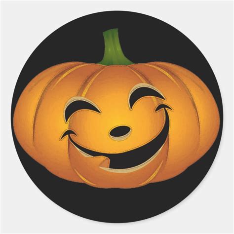 Happy Pumpkin Face For Halloween Fun Classic Round Sticker Zazzle