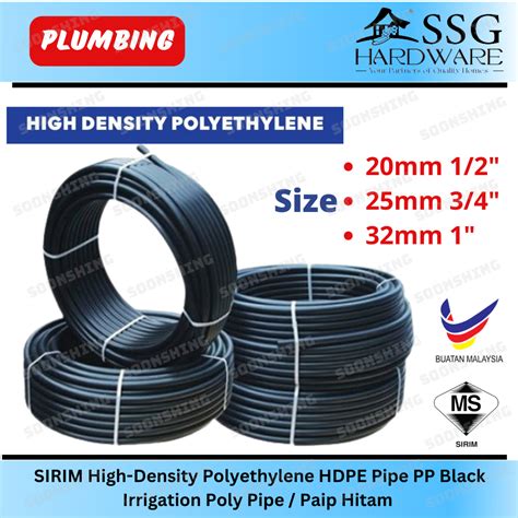 Sirim High Density Polyethylene Hdpe Pipe Pp Black Irrigation Poly Pipe Paip Hitam 20mm 25mm