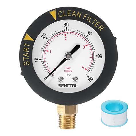 Senctrl 0 60 Psi Pool Filter Pressure Gauge 2 Inches Dial 1 4 Npt Lower Mount