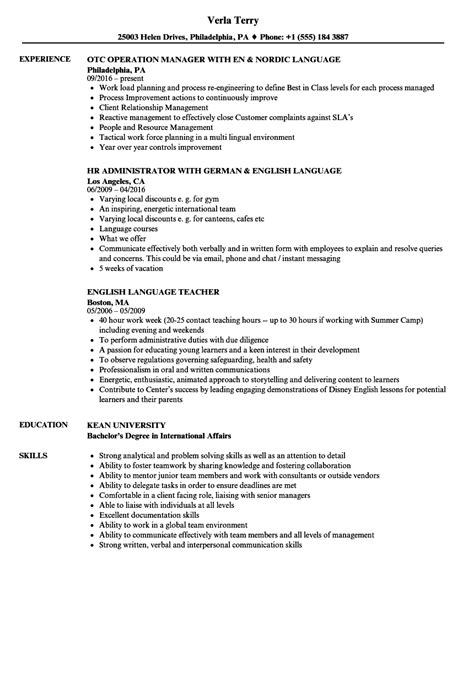 Language Levels Resume