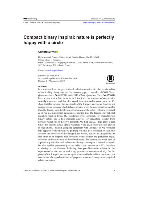 Compact Binary Inspiral Nature Is Perfectly Happy With A Circle