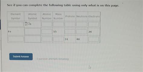 Solved See If You Can Complete The Following Table Using
