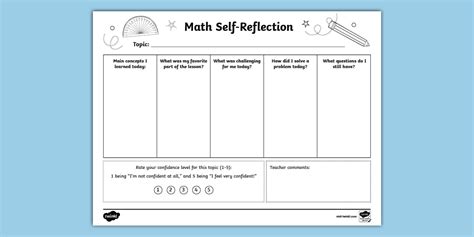 Math Self Reflection Worksheet For 3rd 5th Grade Twinkl