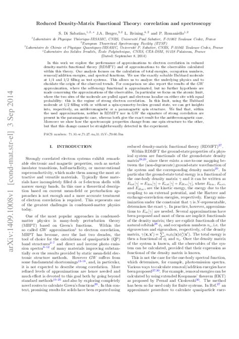 Pdf Reduced Density Matrix Functional Theory Correlation And Spectroscopy