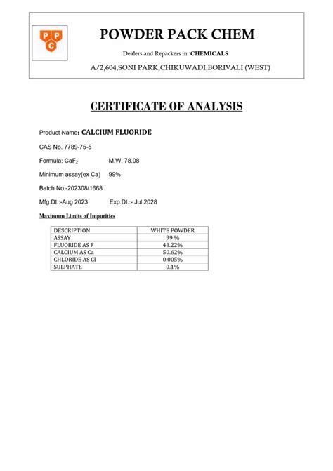 Calcium Fluoride Powder At ₹ 150 Kg Mumbai Id 8016828430