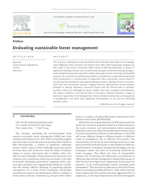 Pdf Evaluating Sustainable Forest Management