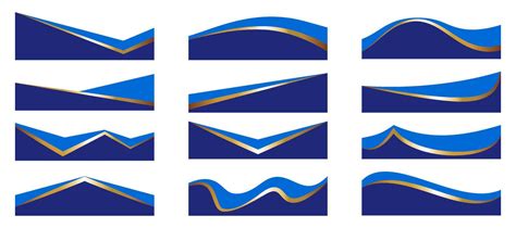 Border Shapes For Banner Design Blue Header Sections With Golden Lines