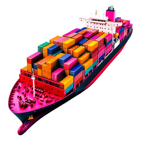Colorful Cargo Ship With Containers On Bright Background 55662874 Png