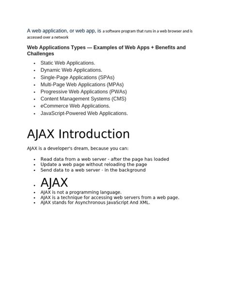 Gerneral Note About Web Develpment Pdf Ajax Programming World