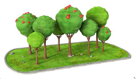苹果树卡通 3d模型 5 Ma Obj Free3d