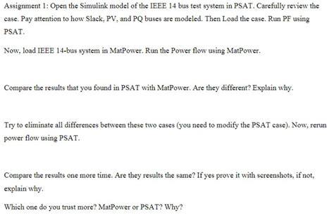 Assignment 1 Open The Simulink Model Of The Ieee 14