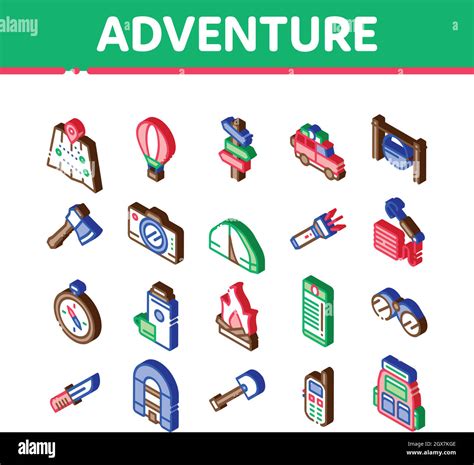 Adventure Isometric Elements Icons Set Vector Stock Vector Image And Art Alamy
