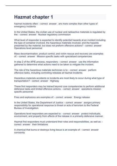 Hazmat Chapter 1 Question And Answers Correctly Solved 2023 2024 Hazmat Stuvia Us