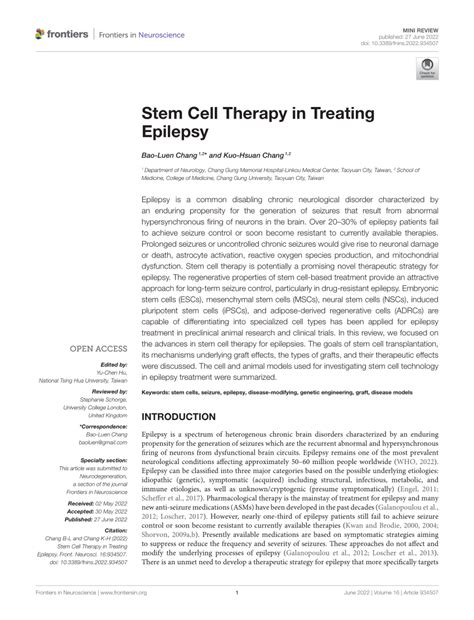 Pdf Stem Cell Therapy In Treating Epilepsy