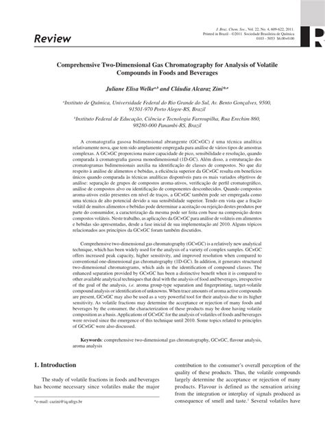 Pdf Comprehensive Two Dimensional Gas Chromatography For Analysis Of Volatile Compounds In