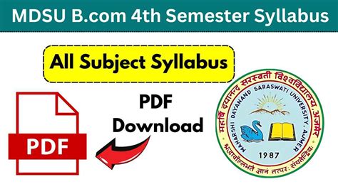 Mdsu Bcom 4th Semester Syllabus 2025 Pdf Download एमडीएसयू बीकॉम 4th