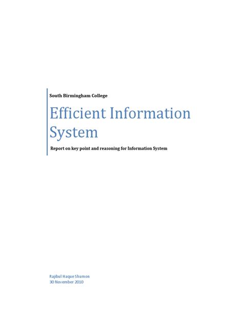 Efficient Information System South Birmingham College Pdf Computer File Computer Data Storage