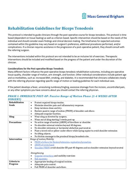 Rehabilitation Protocol For Biceps Tenodesis Pdf
