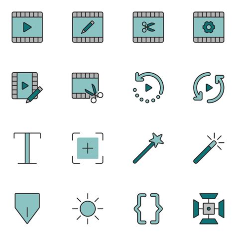 Video Editing Filled Line Icon Set 12752114 Vector Art At Vecteezy